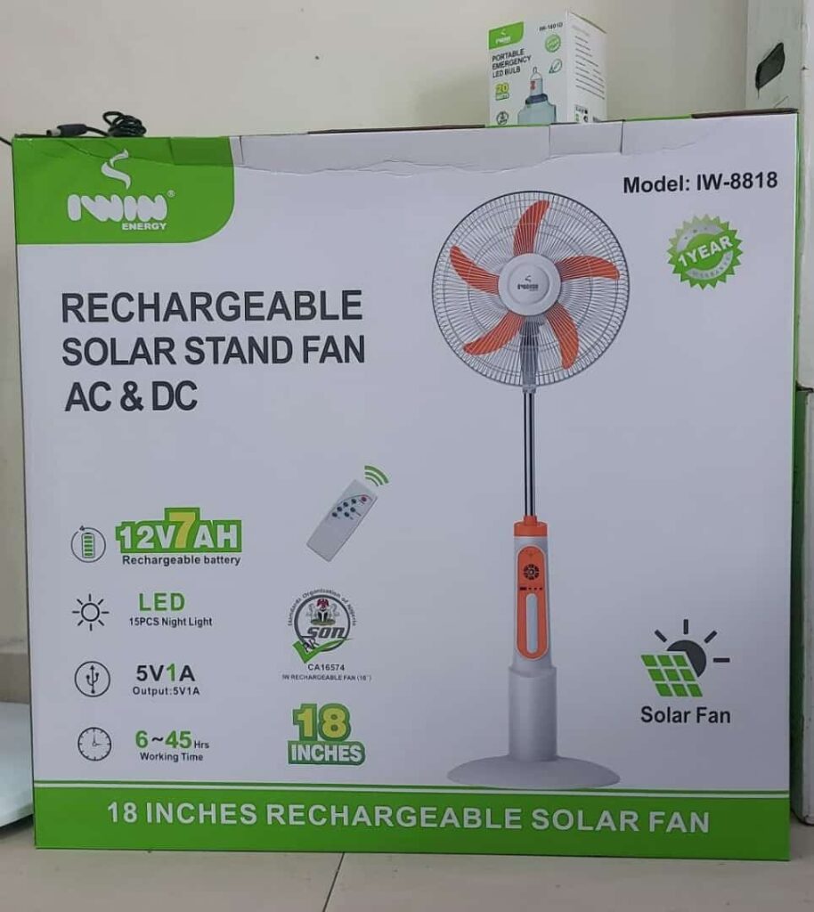 IWIN 18 Inches Rechargeable Solar Standing Fan AC & DC – Hex Technologies